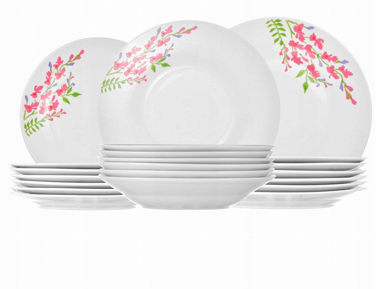 SERWIS OBIADOWY 18EL ZESTAW TALERZY TALERZE P1 KWIATY - Epewex | Sklep ...