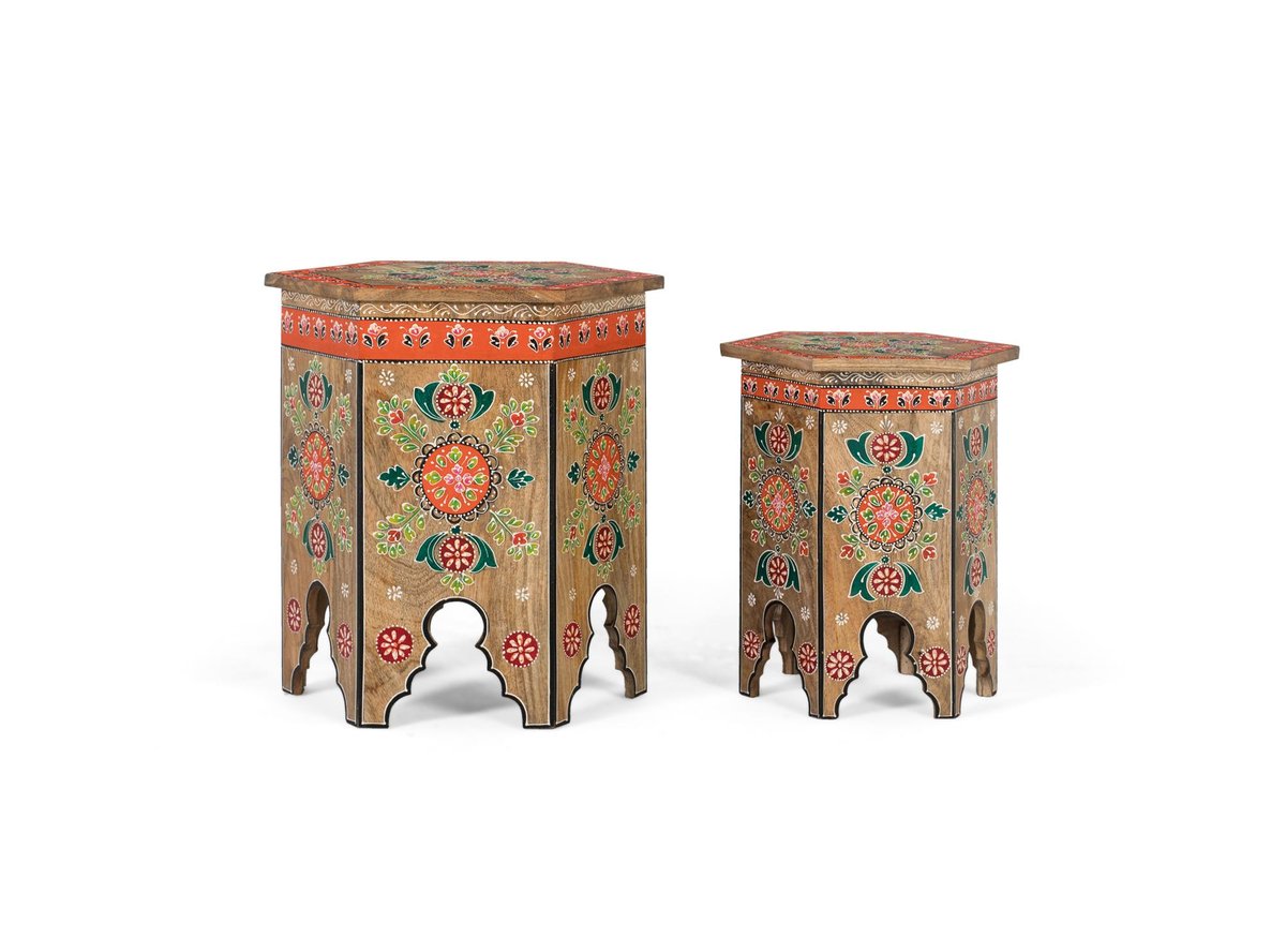 Set of two hand-carved and painted stools - giner and colomer | Sklep ...