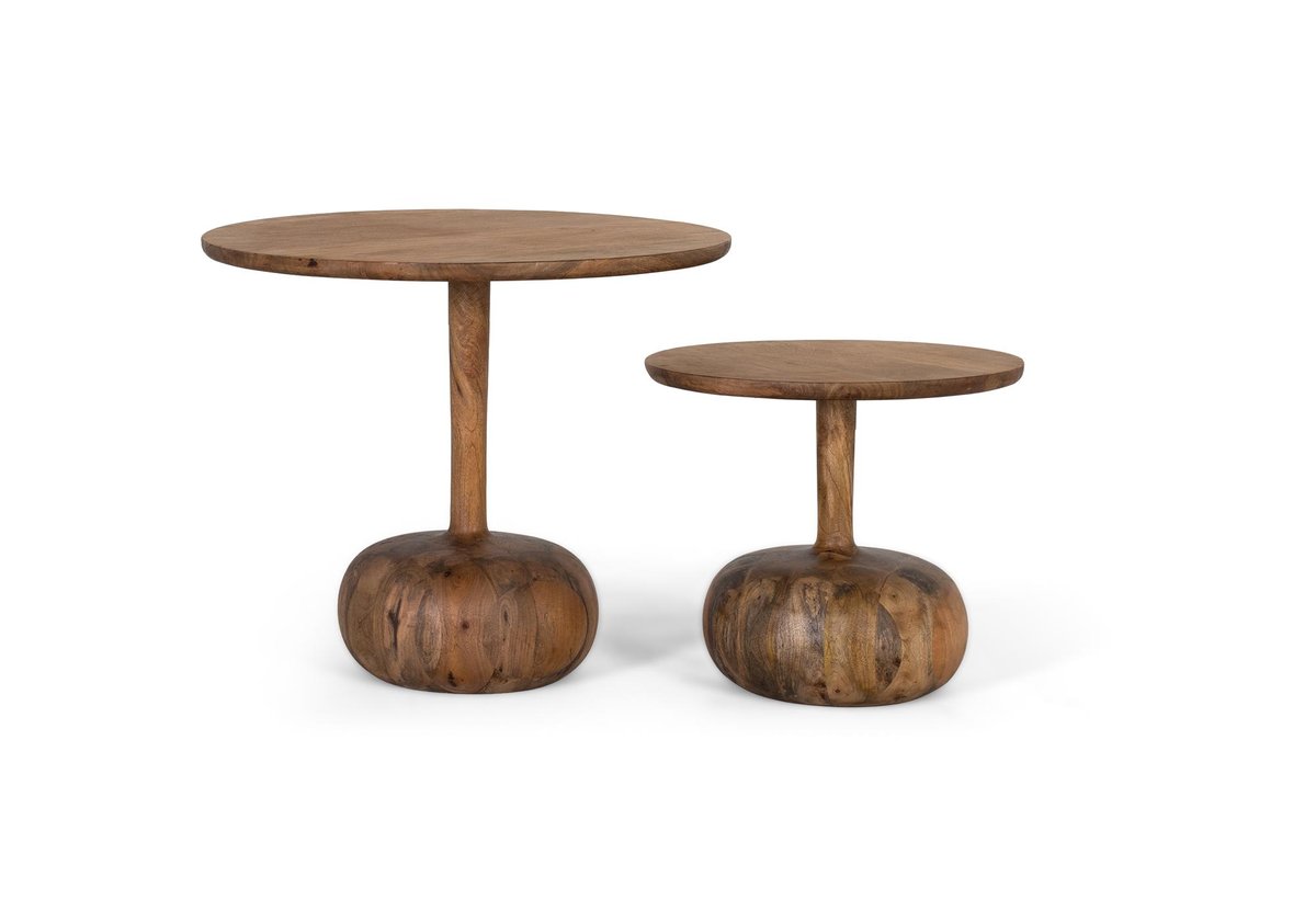 Set of two side tables in solid mango wood - giner and colomer | Sklep ...