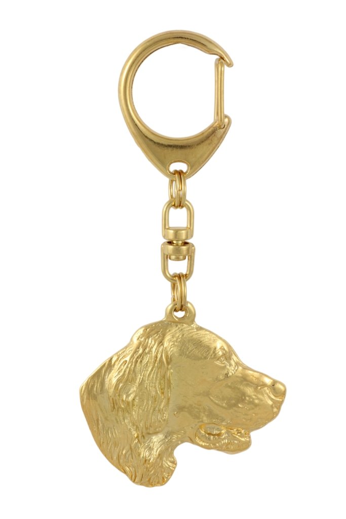 Seter angielski, Laverack - pozłocony brelok do kluczy z psem, ozdoba ...