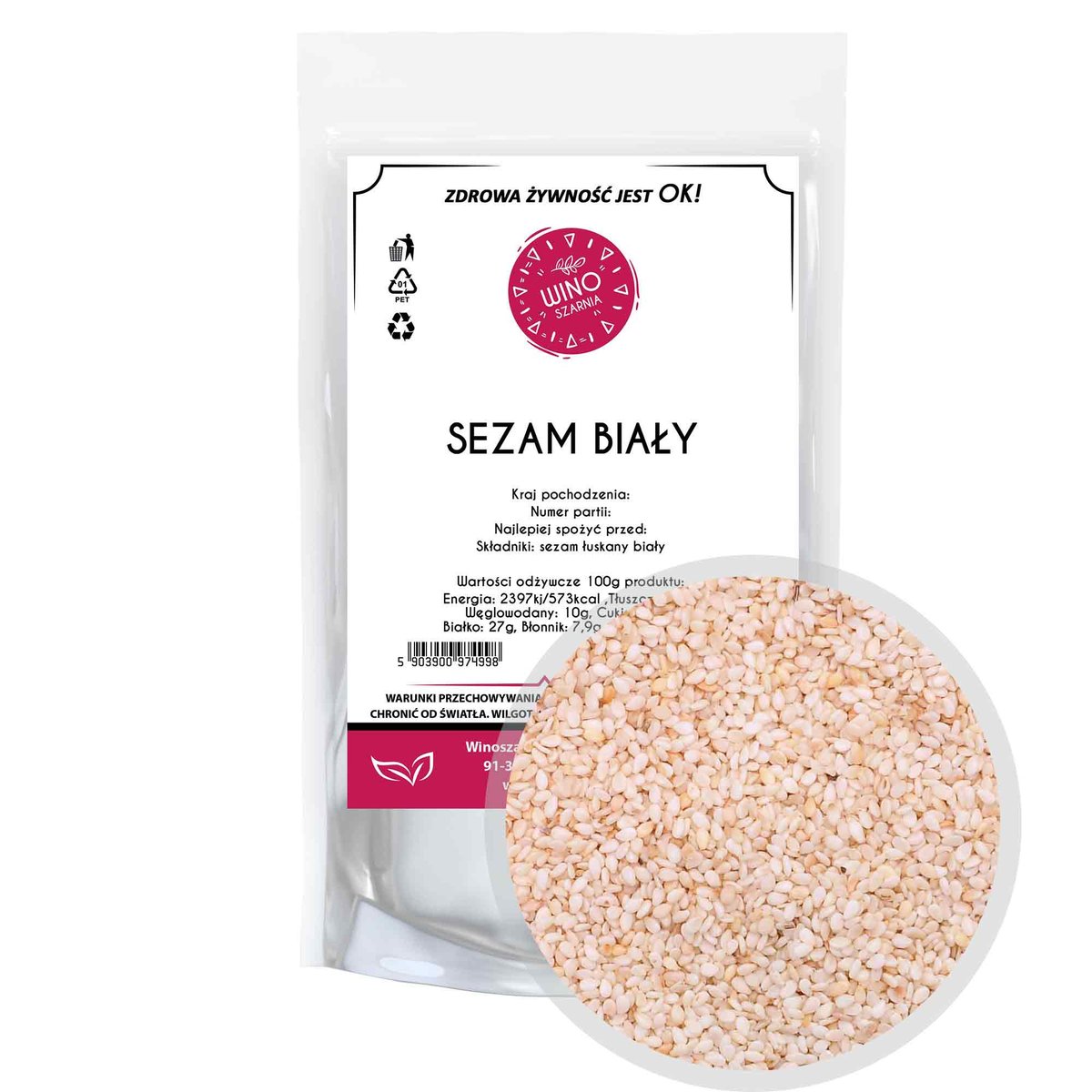 Sezam Biały Łuskany - 100g Ziarno - Winoszarnia | Sklep EMPIK.COM