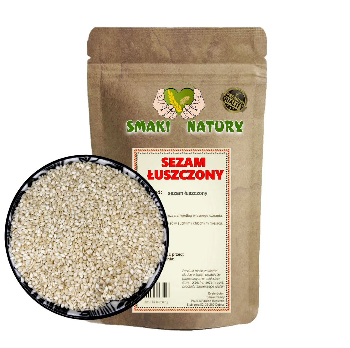 SEZAM BIAŁY PREMIUM 500g łuszczony łuskany - SmakiNatury | Sklep EMPIK.COM
