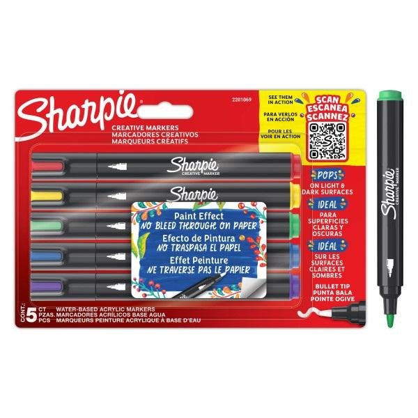 SHARPIE ZESTAW MARKERÓW Marker akrylowy MARKERY pisaki akrylowe 5 kol ...