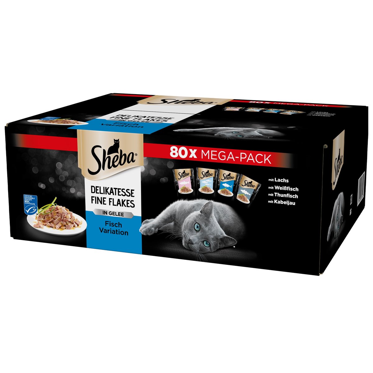 SHEBA Fine Flakes mokra karma dla kota rybne smaki w galaretce 80x85 g - Sheba | Sklep EMPIK.COM