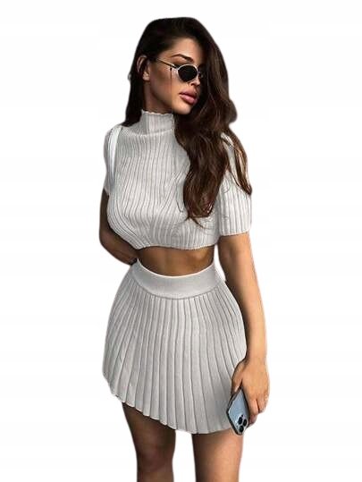 SHEIN BIAŁY KOMPLET DRESOWY Z PRĄŻKOWANEJ DZIANINY L 1KA - Shein | Moda ...