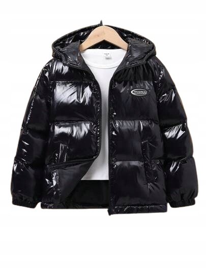 SHEIN CHŁOPIĘCA KURTKA CZARNA Z KAPTUREM 122-128CM ŁUB - Shein | Sklep ...