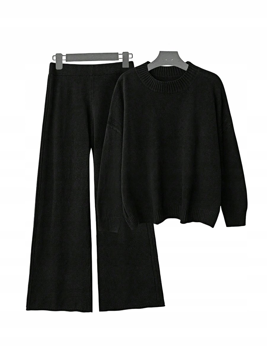 SHEIN CZARNY KOMPLET DAMSKI Z SWETERKIEM I SPODNIAMI 44 1LA - Shein ...
