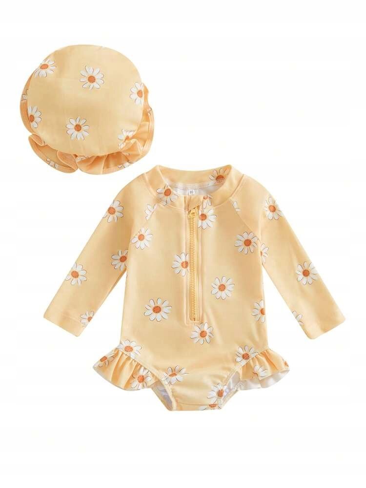 SHEIN DZIECIĘCY STRÓJ KĄPIELOWY Z CHWOSTAMI I KWIATOWYM NADRUKIEM 100cm ...
