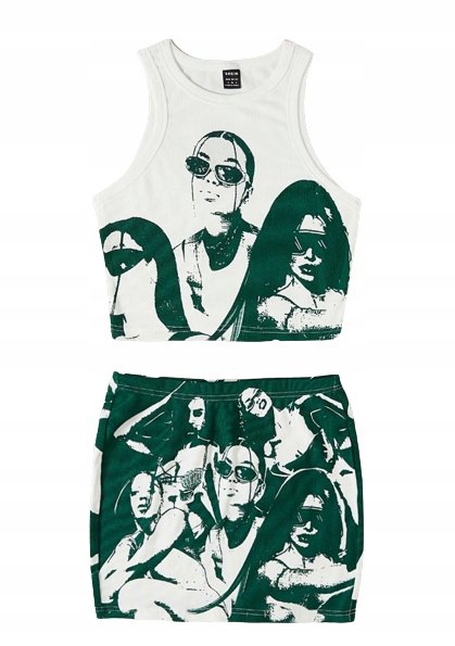 SHEIN KOMPLET DAMSKI BIAŁO ZIELONY PRINT 38 1VWB - Shein | Moda Sklep ...