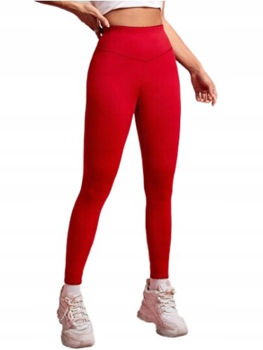 SHEIN LEGGINSY CZERWONE GŁADKIE DLA NISKICH S ŁŁD - Inna marka | Sport ...