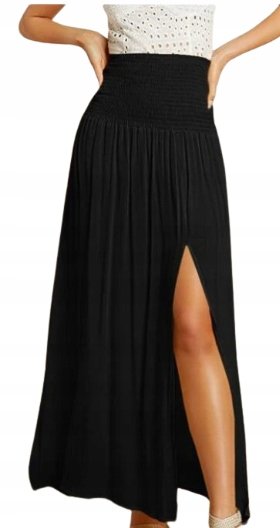 Shein Spódnica Czarna z Rozcięciem Maxi 36 Łic - Shein | Moda Sklep EMPIK.COM