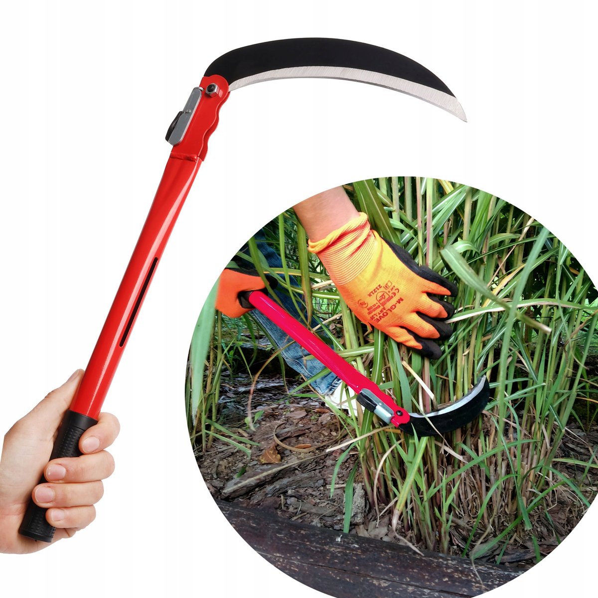 SIERP RĘCZNY KOSA 40 CM SKŁADANY NÓŻ RĘCZNY DO TRAW TRAWA OZDOBNA ...
