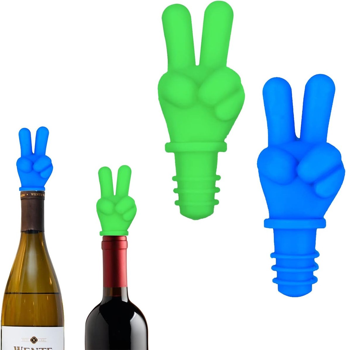 Silicone Reusable Wine and Beverage Bottle Stopper with Grip Top Wine ...