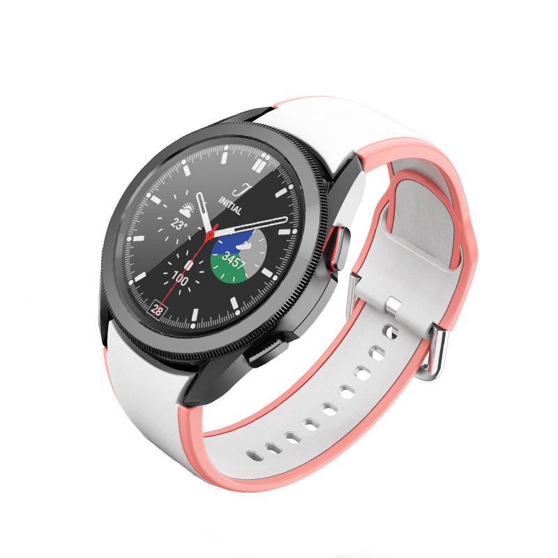 Silikonowy pasek do zegarka Samsung Galaxy Watch 4/5 - 20 mm Biało/Różowy - INF | Sklep EMPIK.COM