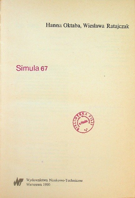 Simula 67 - W opisie | Książka w Empik