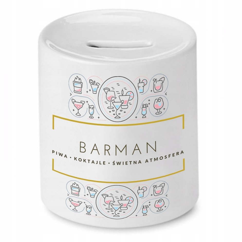 SKARBONKA DLA BARMANA BARMAN PIWA KOKTAJLE z Nadrukiem ze Zdjęciem ...