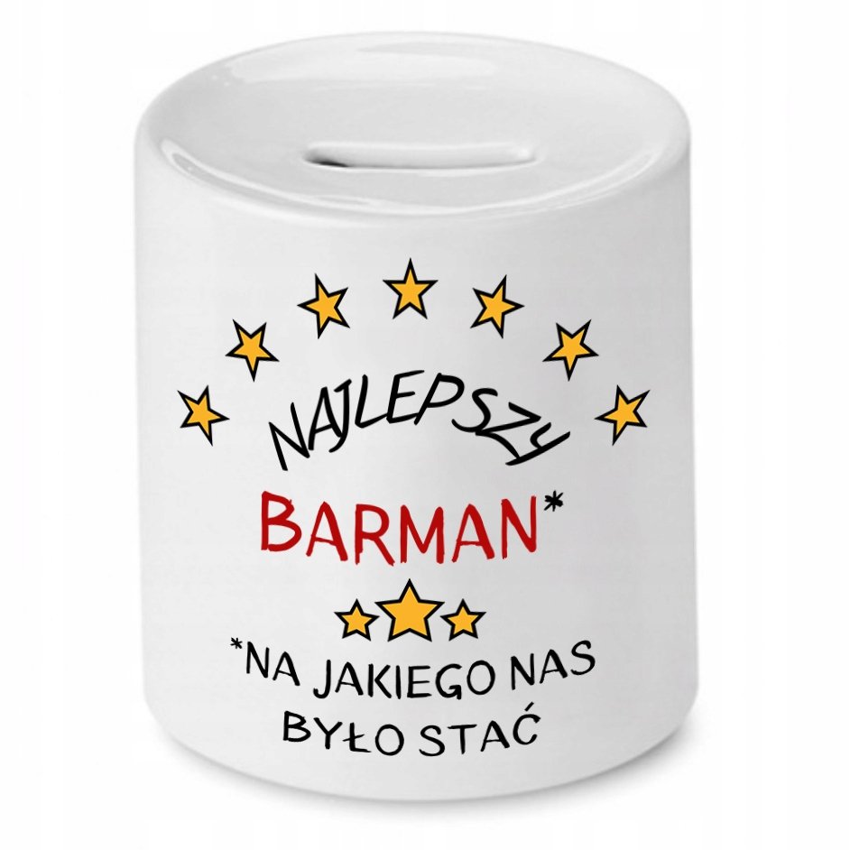 SKARBONKA DLA BARMANA NAJLEPSZY BARMAN PREZENT z Nadrukiem ze Zdjęciem ...