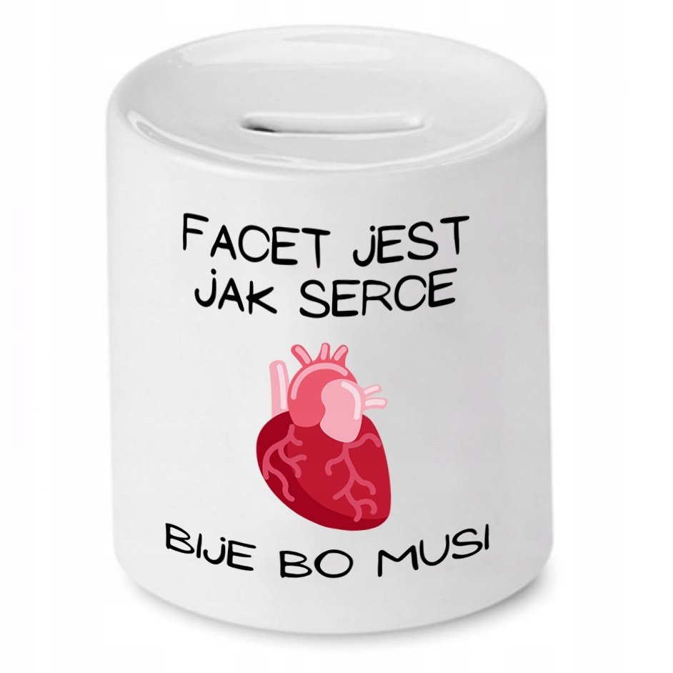 SKARBONKA DLA CHŁOPAKA FACET JEST JAK SERCE z Nadrukiem ze Zdjęciem - PoliDraw | Sklep EMPIK.COM