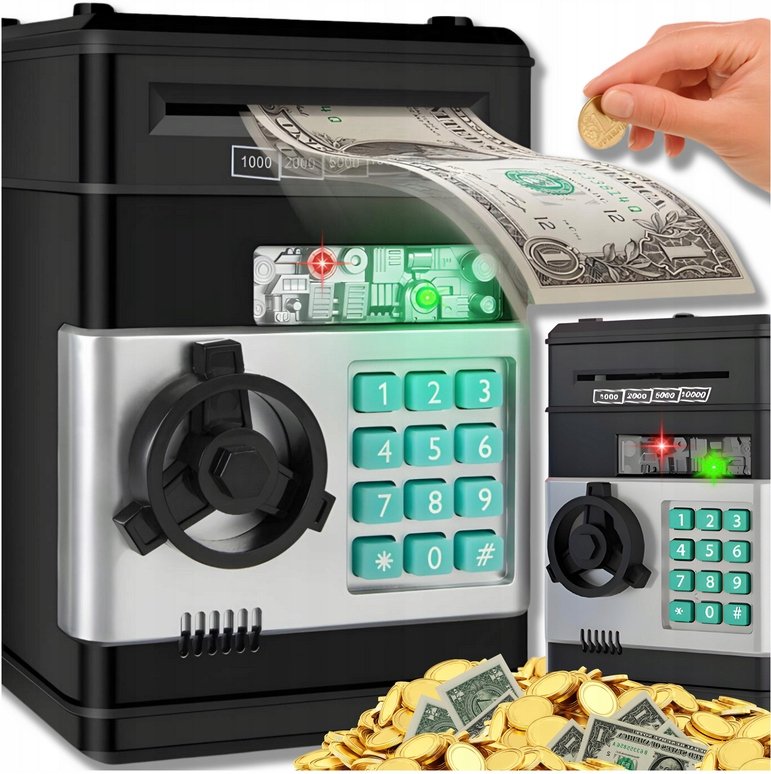 SKARBONKA SEJF ELEKTRONICZNY NA ODCISK PALCA PIN DLA DZIECKA - Inna ...