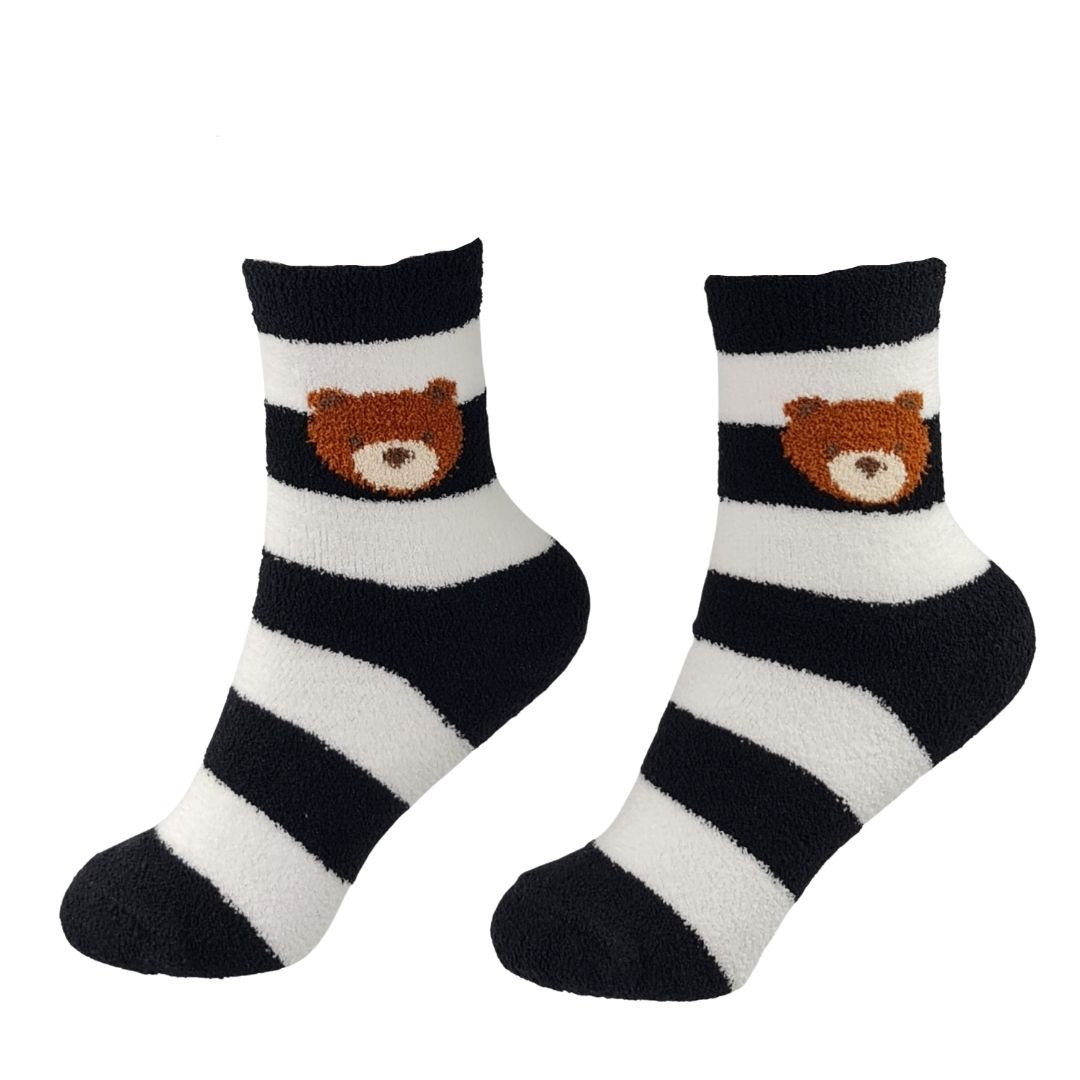 Skarpetki Damskie Długie Czarno Białe Paski z Motywem Misia 36-40 - Inna marka | Moda Sklep ...