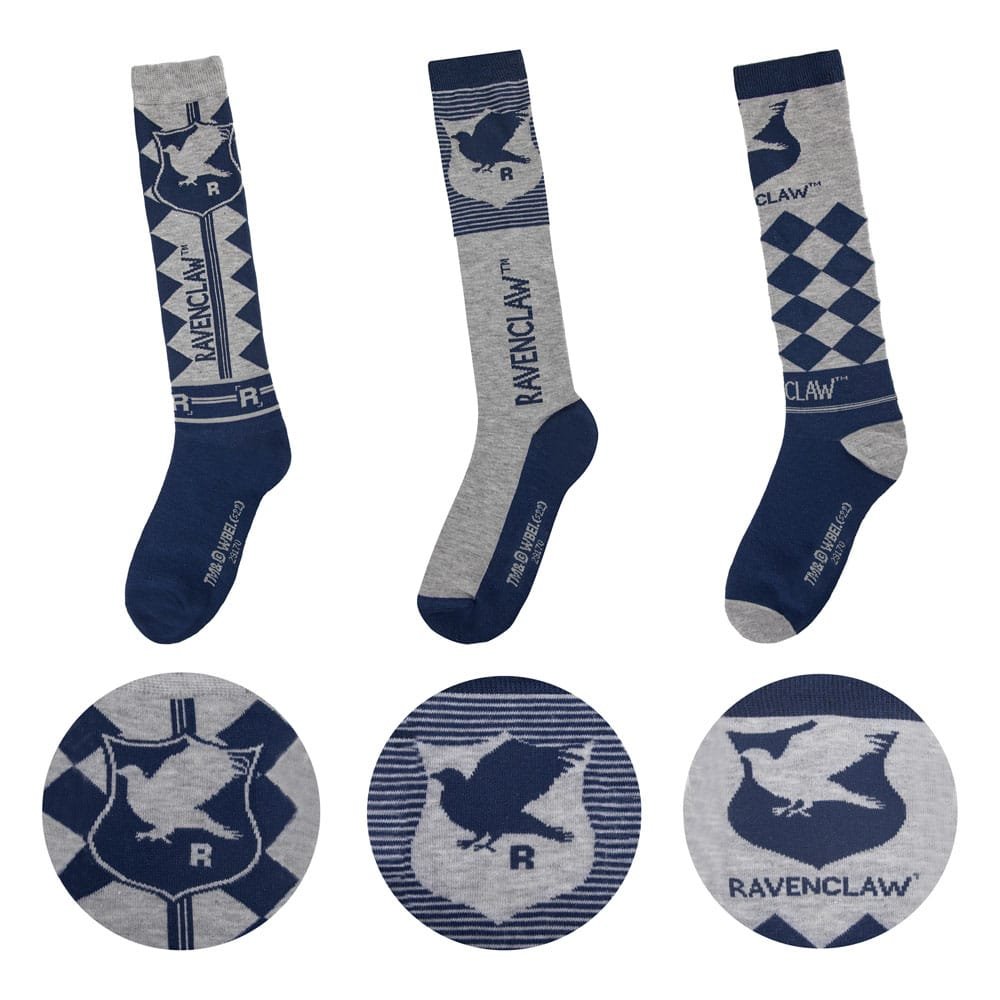 Skarpetki do kolan Harry Potter 3-pak Ravenclaw, licencjonowane ...