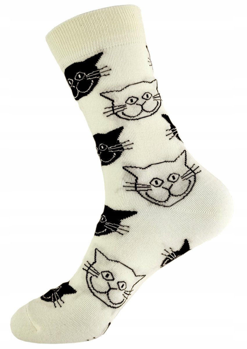 Skarpetki tkane kot koty kotek kitek białe 40-45 - DKM | Moda Sklep ...