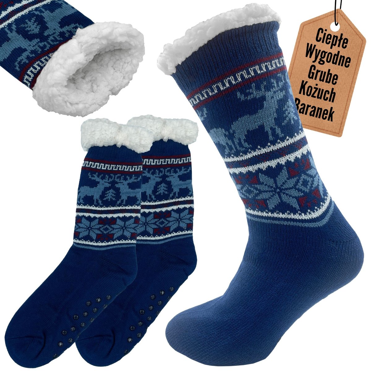 Skarpety Pantofle Kapcie Zimowe Bardzo Grube Męskie Unisex ...