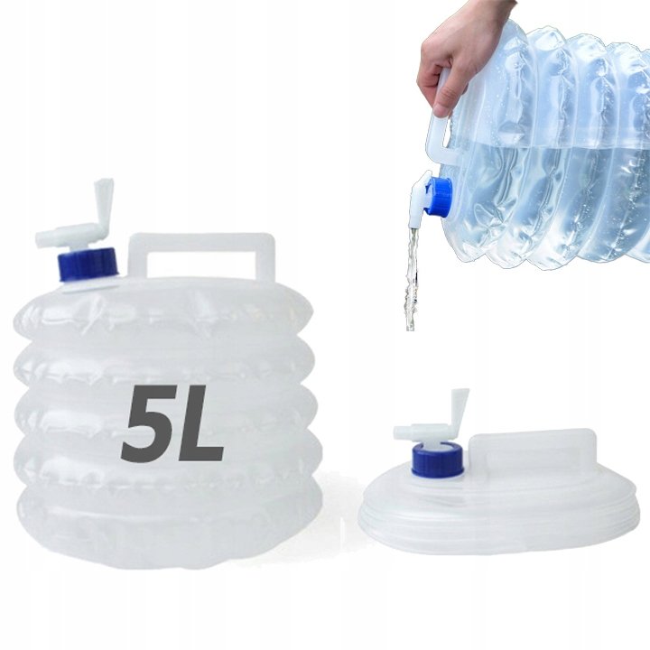 SKŁĄDANA BUTELKA BAŃKA BANIAK NA WODĘ ZBIORNIK WIADRO POJEMNIK WOREK 5L ...
