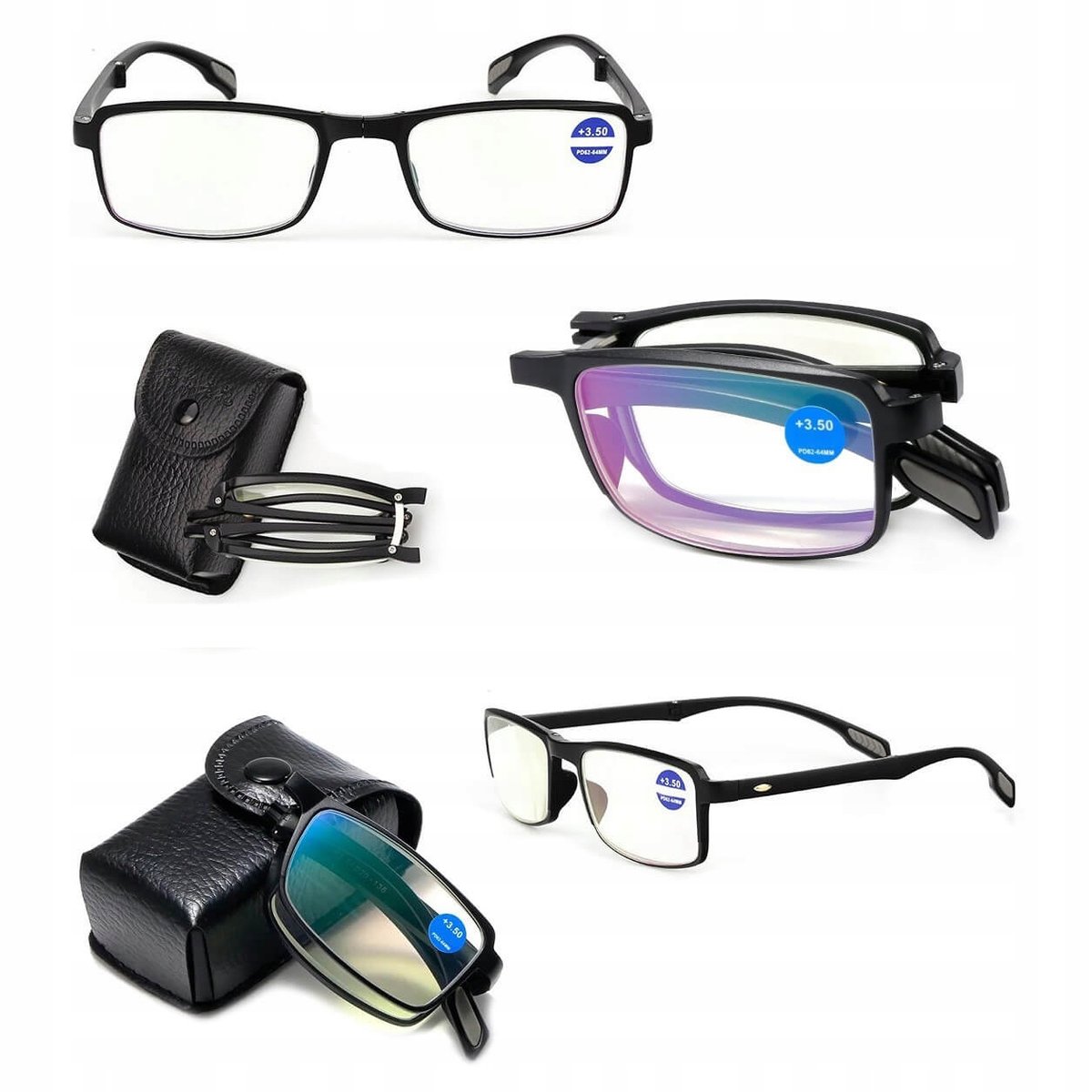 SKŁADANE Okulary PLUSY do CZYTANIA i KOMPUTERA +3.00 Blue Light ...