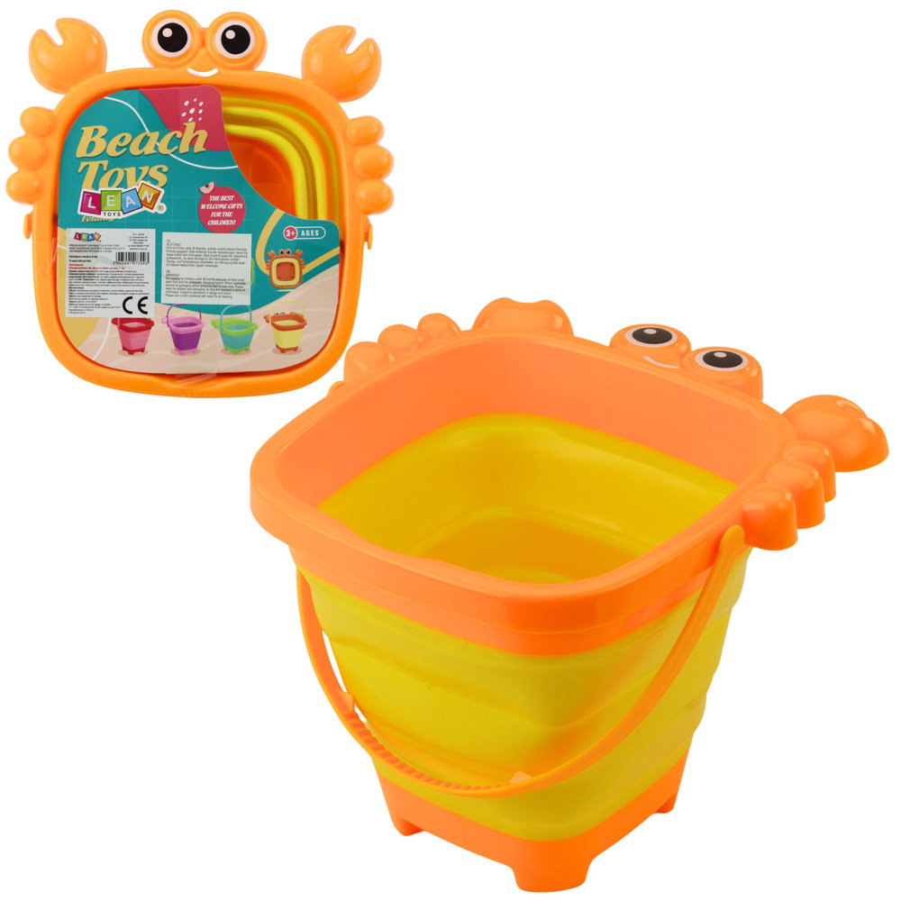 Składane Wiaderko Silikonowe Krab Plażowe Pomarańczowe - Lean Toys ...