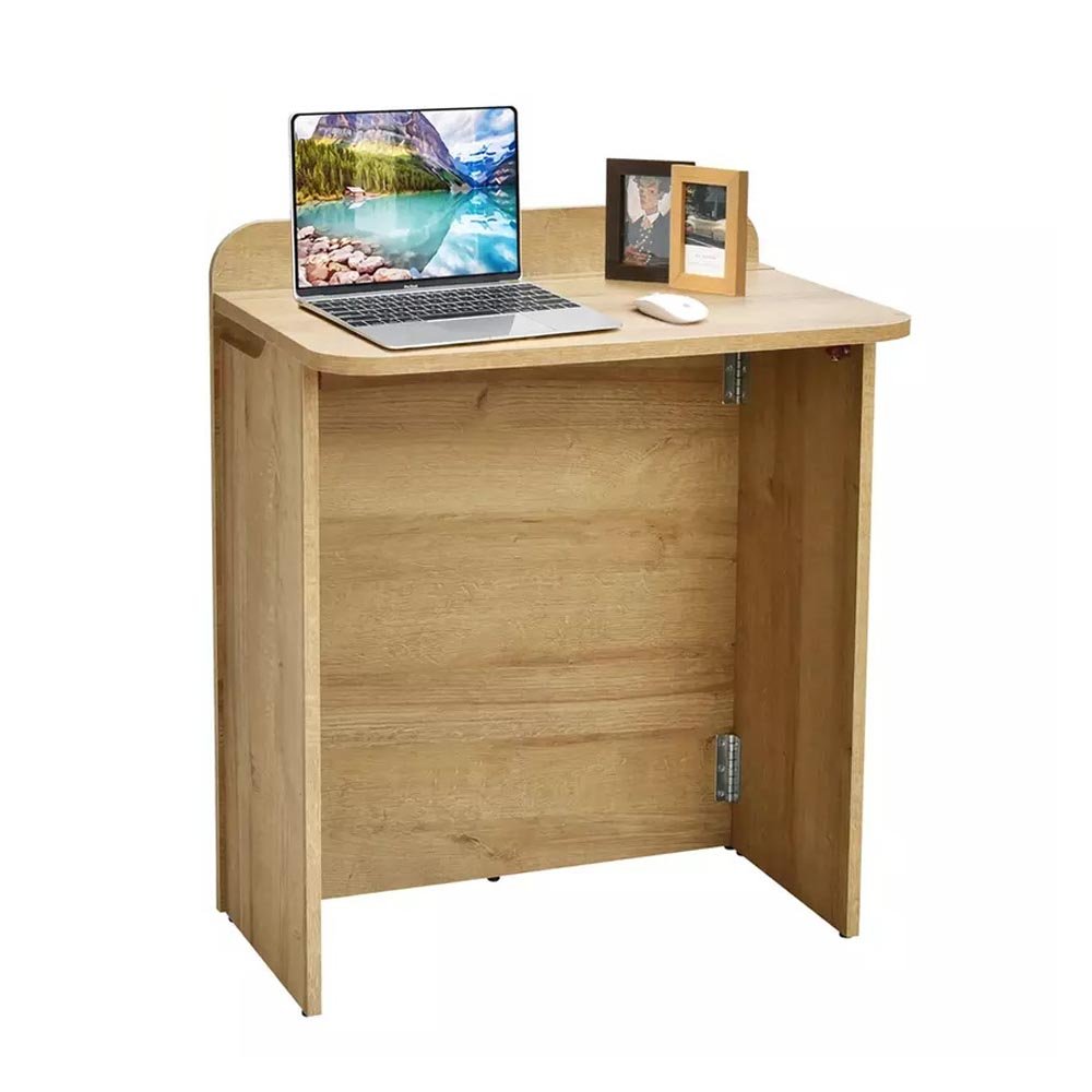 Składany stolik pod laptopa Biurko do biura owalne Dąb 66 x 44,5 x 78 ...