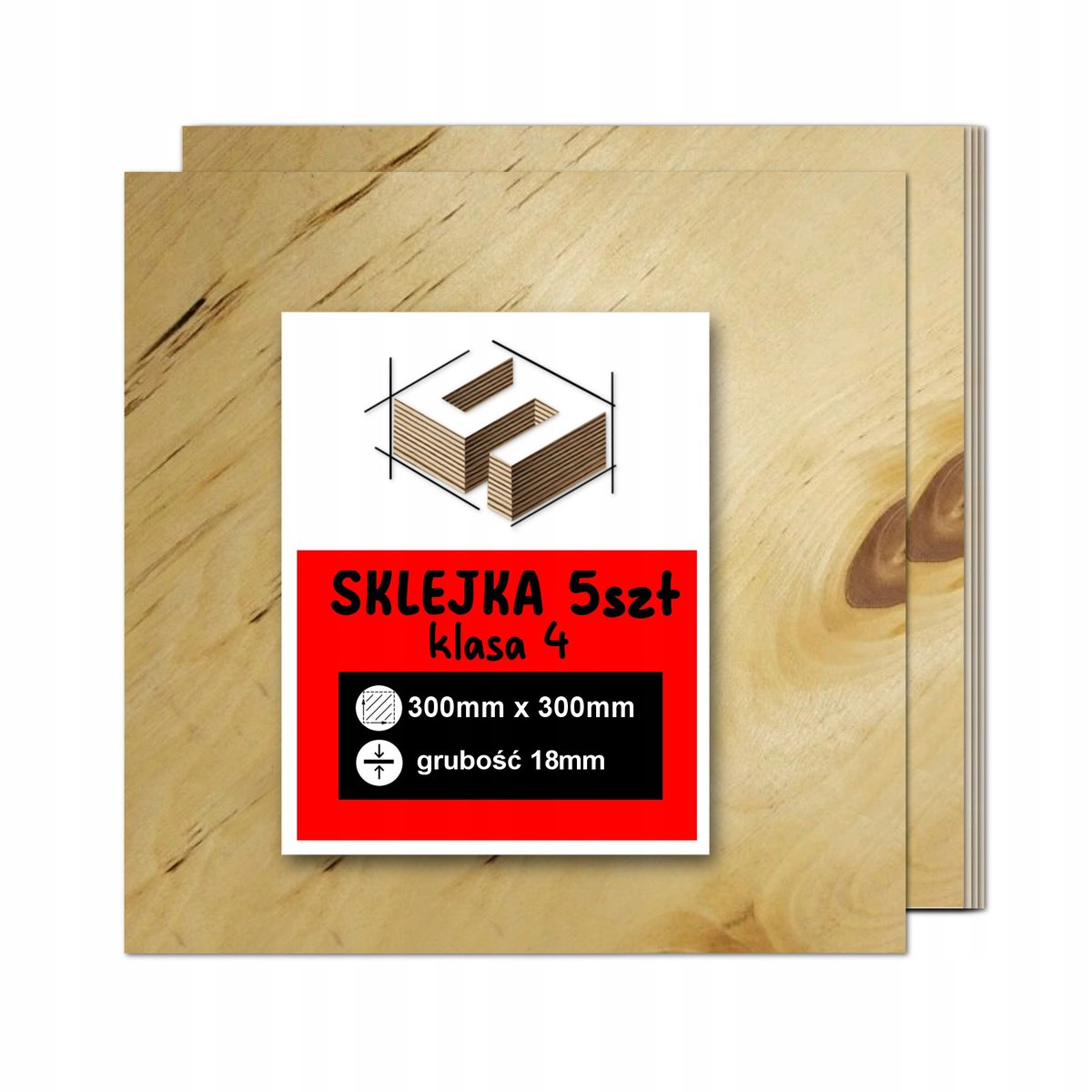 SKLEJKA 18mm FORMATKA DO LASERA CNC 30x30cm 300x300mm Klasa 4 - 5 sztuk - sklejkowo | Sklep ...