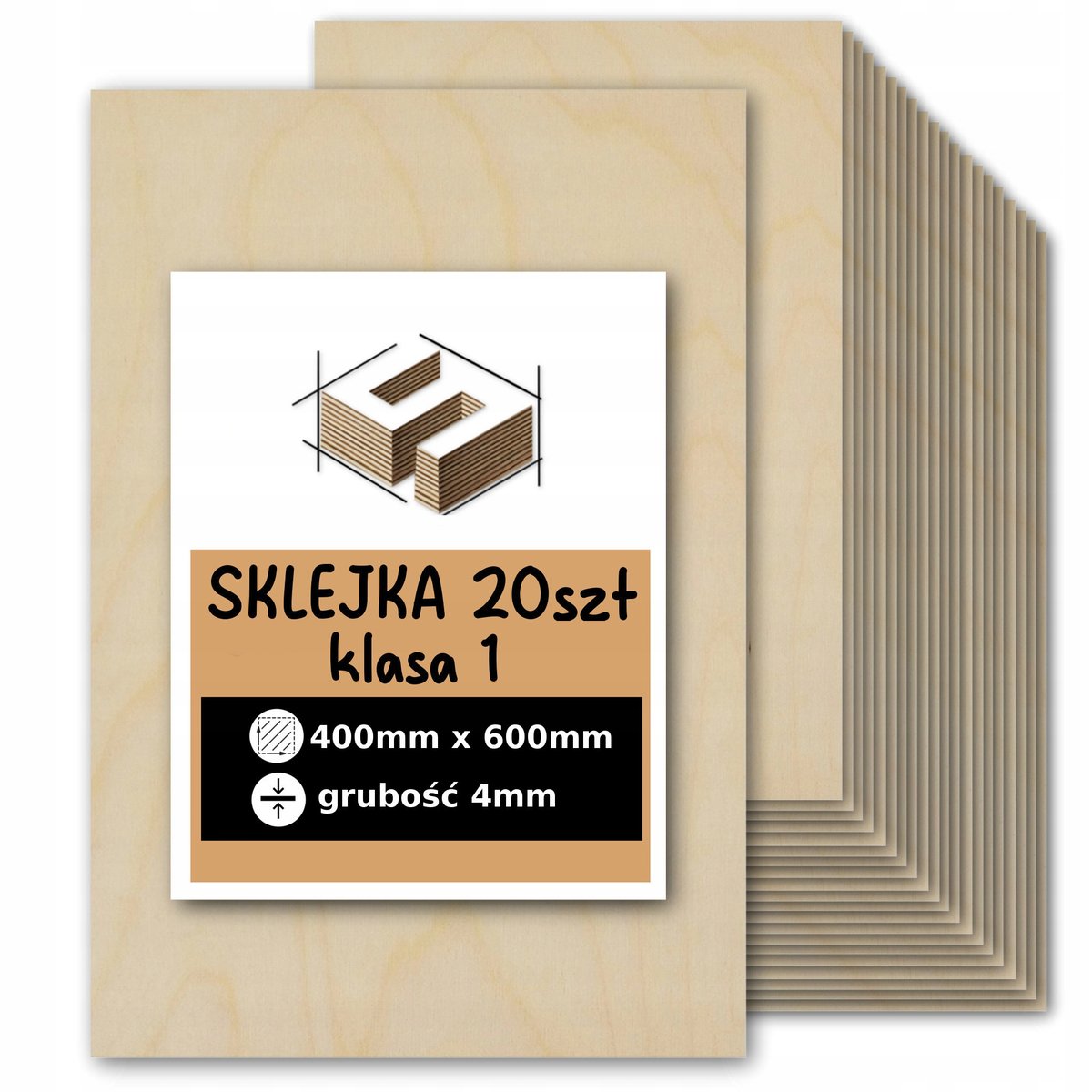 SKLEJKA 4mm FORMATKA DO LASERA CNC GRAWER 40x60cm 400x600mm Klasa 1 20 ...