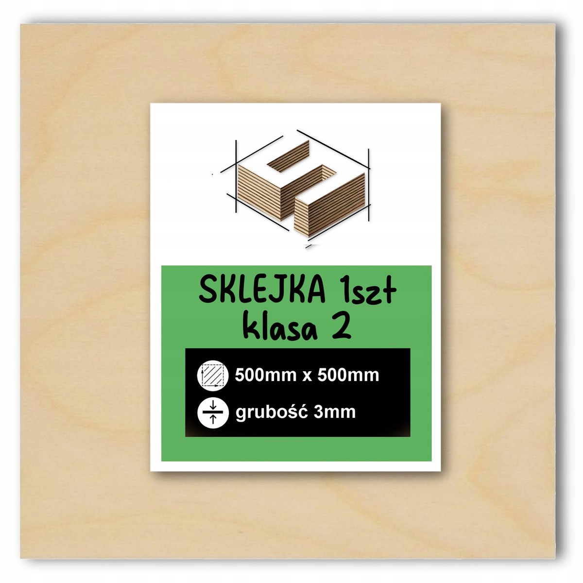 SKLEJKA DESKA 3mm FORMATKA DO LASERA CNC GRAWER 50x50cm KLASA 2 - 1 SZTUKA - sklejkowo_eu ...
