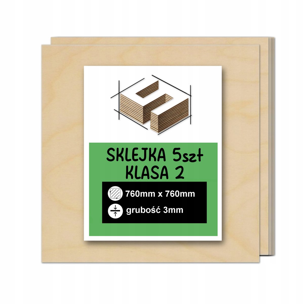 SKLEJKA DESKA 3mm FORMATKA DO LASERA CNC GRAWER 760x760mm 5 SZTUK KLASA 2 - sklejkowo_eu | Sklep ...