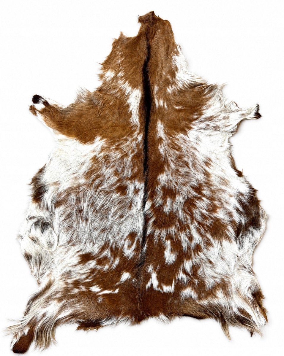 Skóra kozia dekoracyjna "Brązowo-biała" XXL/100cm *NATURALNY UNIKAT ...