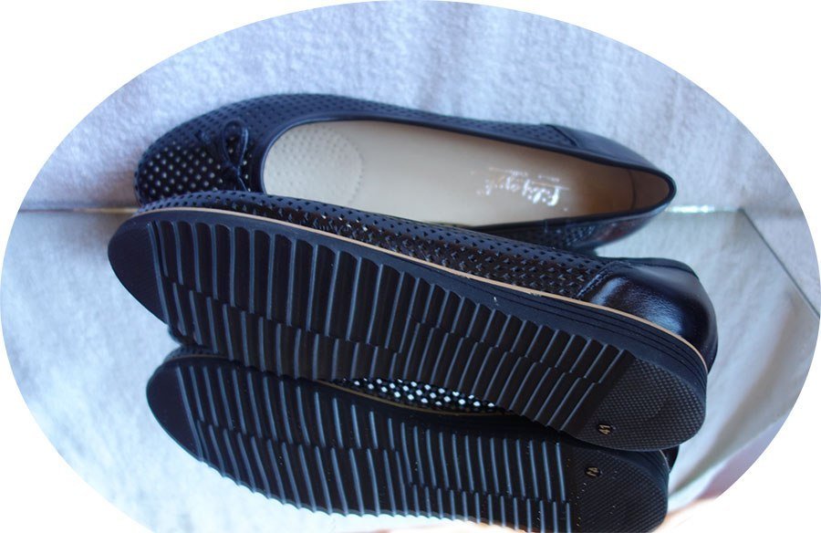 SKÓRZANE BALETKI czarne azurowe tęgość H nr 41 - Polskie buty | Moda ...