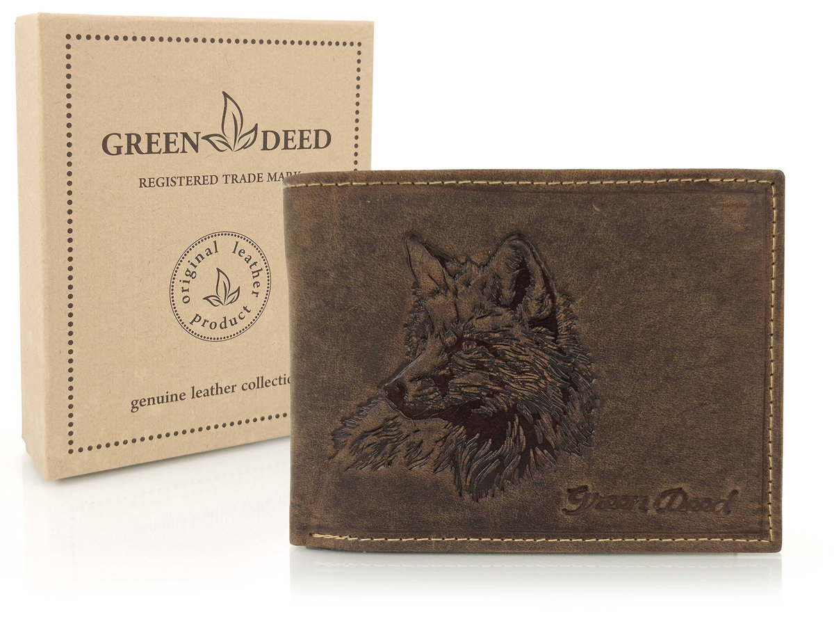 Skórzany Męski Portfel Myśliwski Z Tłoczonym Motywem Lisa I Ochroną ...