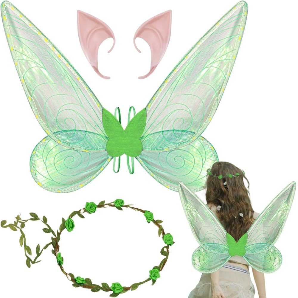 Skrzydła Wróżki Led Strój Dzwoneczek Leśny Elf Uszy Elfica Motyl Wianek ...