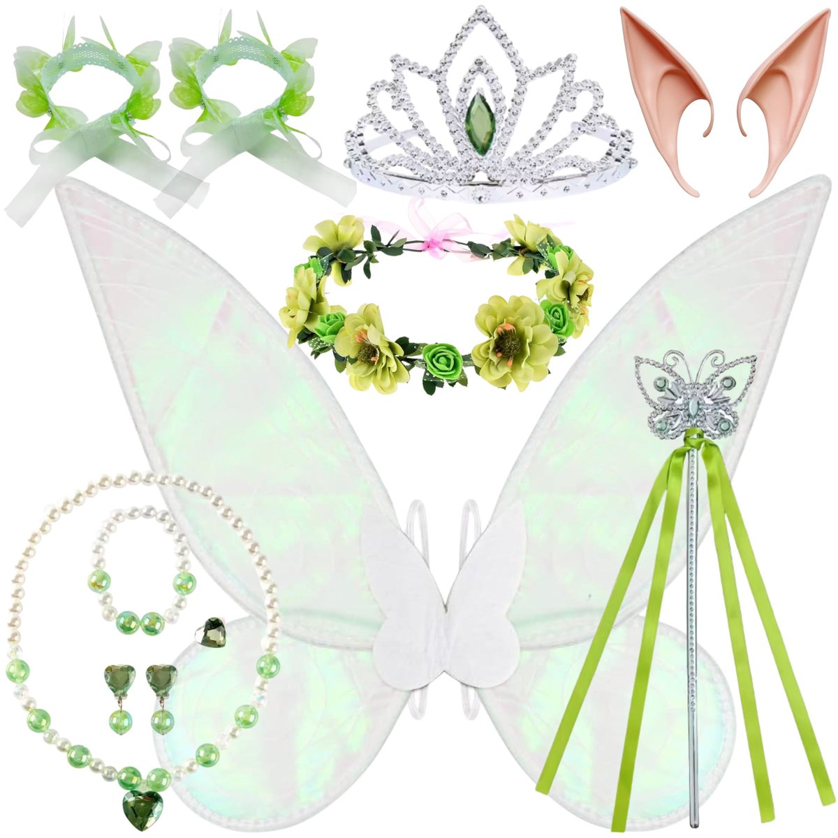 Skrzydła Wróżki Strój Dzwoneczek Leśny Elf Uszy Motyl Wianek Przebranie ...