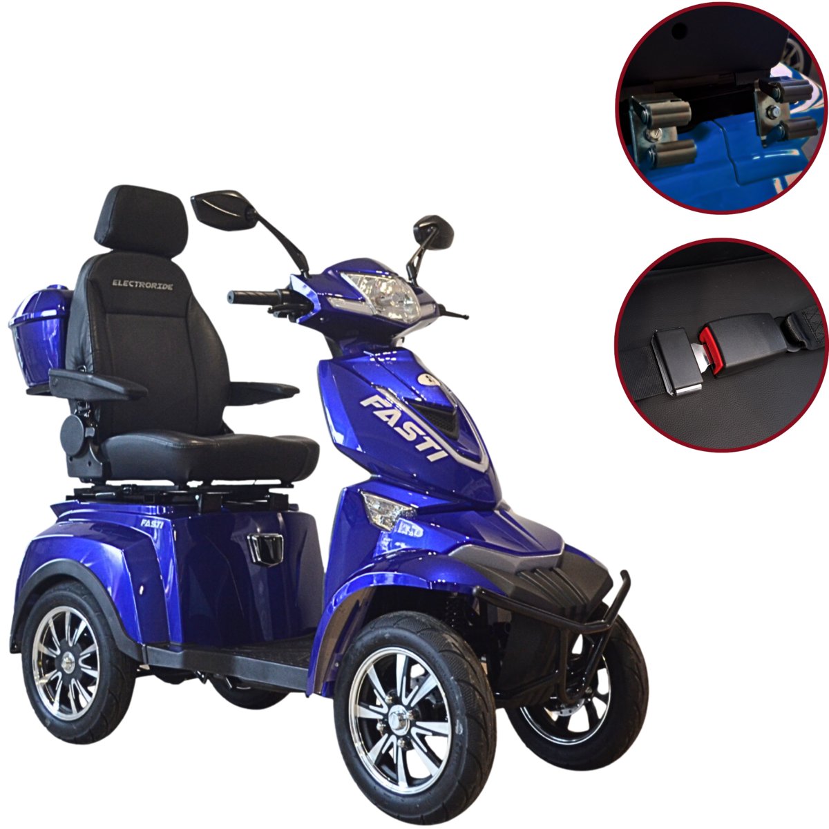 Skuter elektryczny czterokołowy Electroride Fasti 4 Max + pas + uchwyt ...