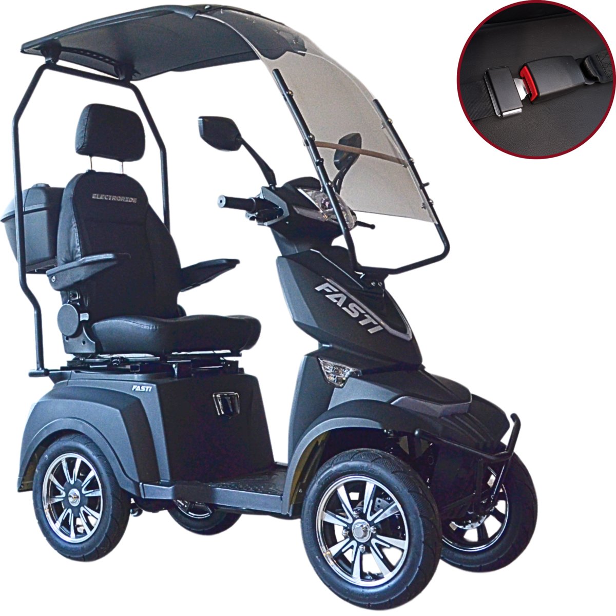 Skuter elektryczny czterokołowy ELECTRORIDE Fasti 4 Max z dachem + pas ...