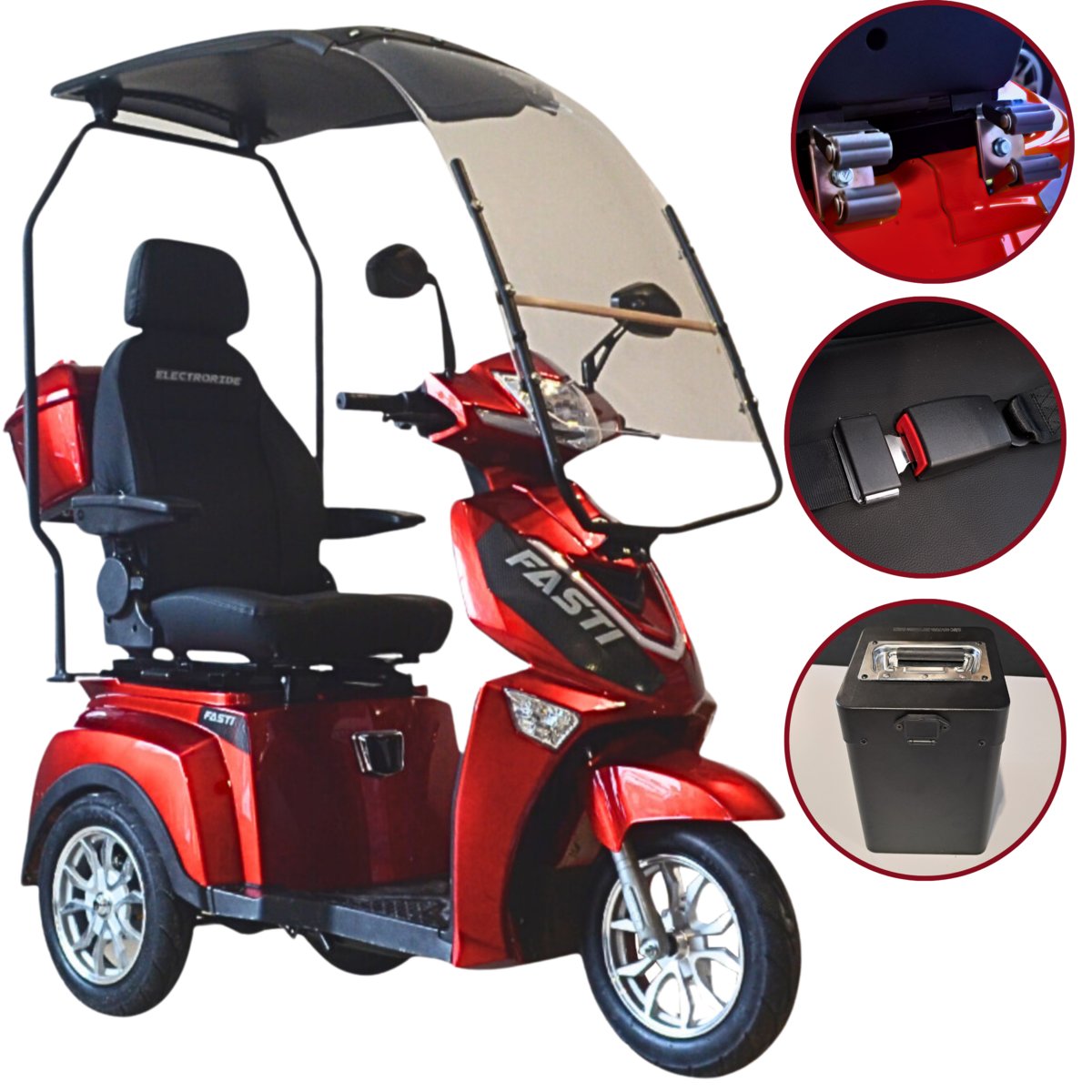 Skuter elektryczny trzykołowy Electroride Fasti 3 Max z dachem ...