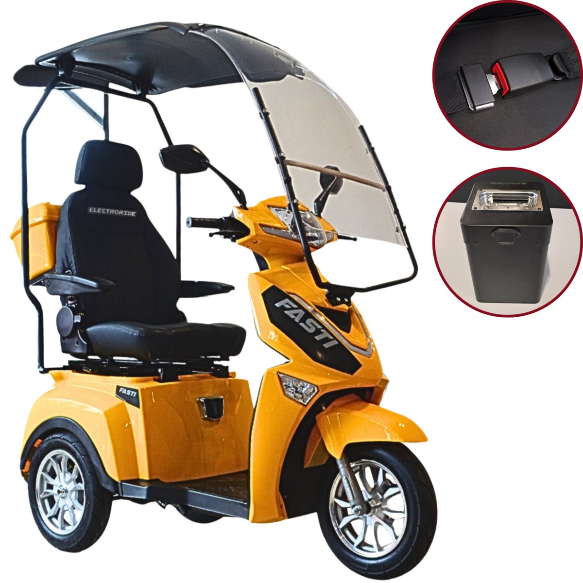 Skuter elektryczny trzykołowy Electroride Fasti 3 Max z dachem ...