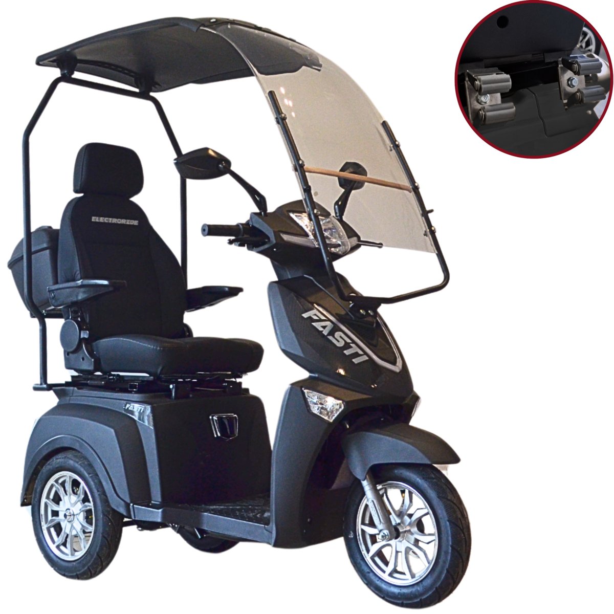 Skuter elektryczny trzykołowy Electroride Fasti 3 Max z dachem + uchwyt ...