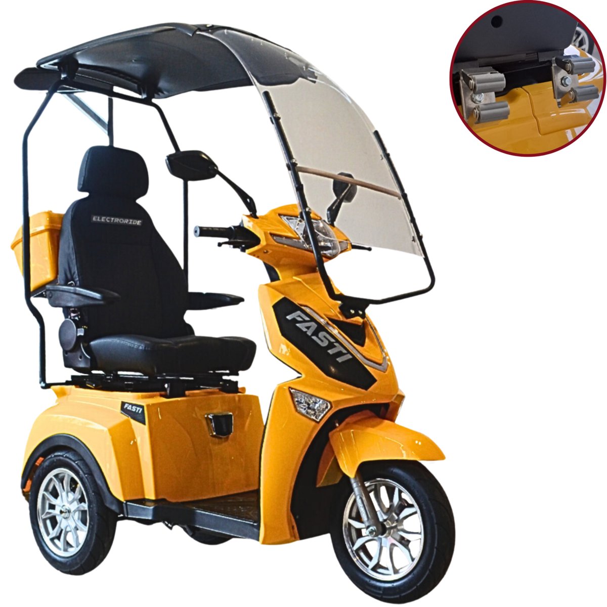 Skuter elektryczny trzykołowy Electroride Fasti 3 Max z dachem + uchwyt ...