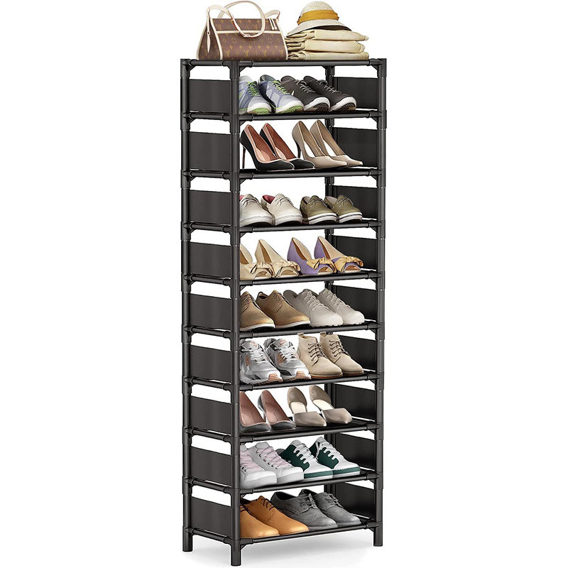 Slim Shoe Rack 10 Tier Metal Shoe Organizer Black - INF | Sklep EMPIK.COM