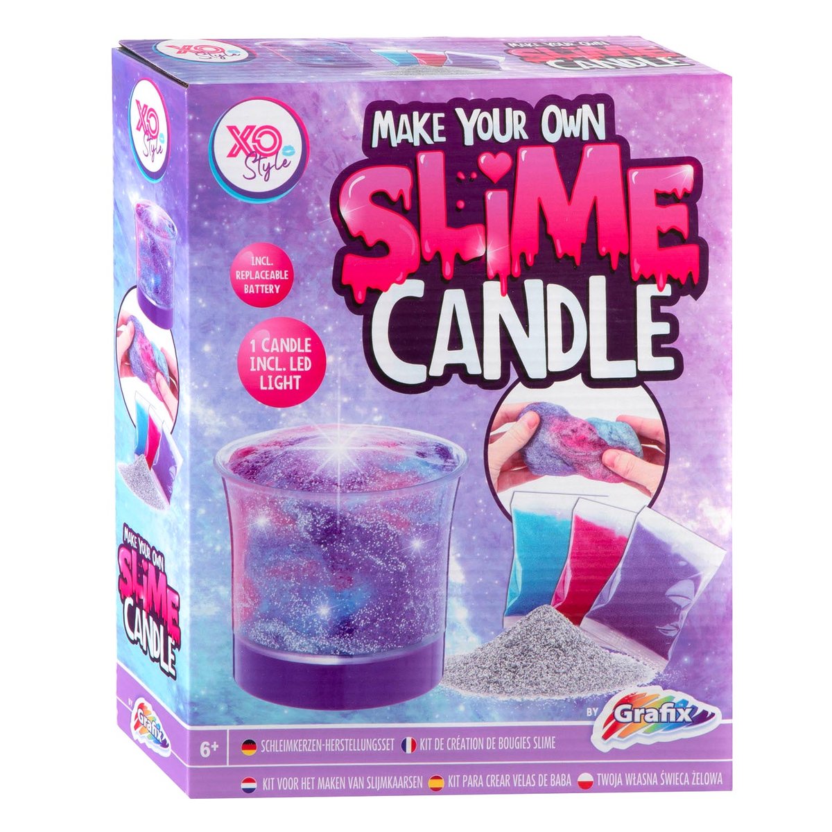 Slime Candle Grafix Zestaw do Świecy Slime Świeca Brokat XO Style LED ...