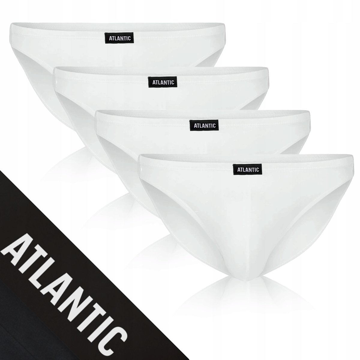 SLIPY MĘSKIE 4-pak mini miękkie bawełna pima białe dopasowane Atlantic ...