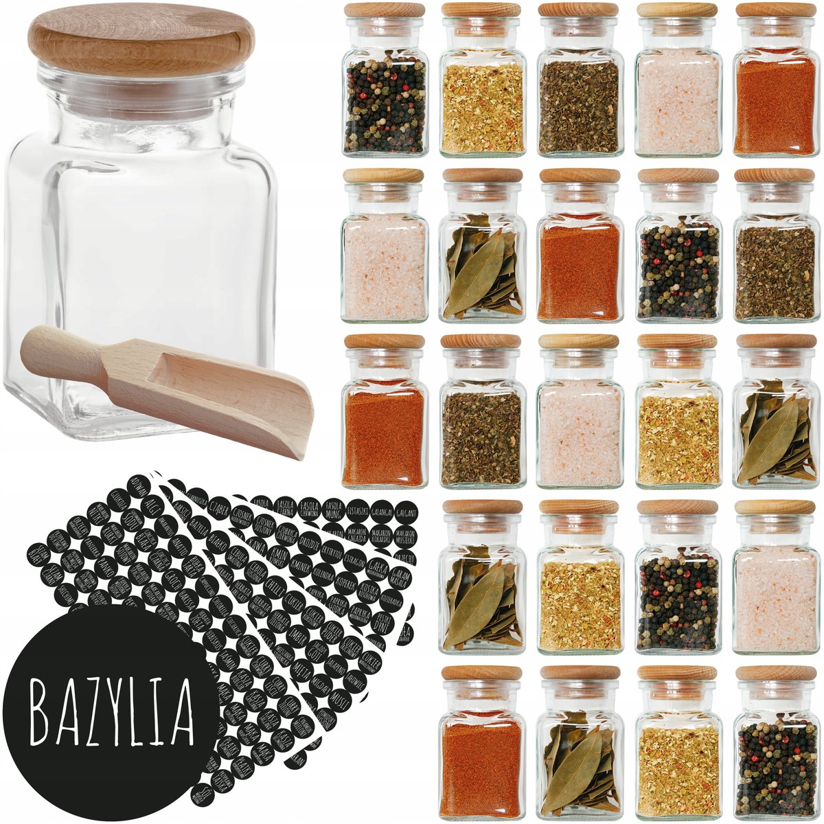 słoiczki na przyprawy 150ml 24 szt. + czerpak + 308 naklejek na przyprawy - Inna marka | Sklep ...